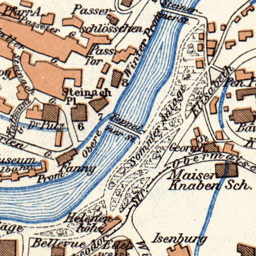 Meran (Merano) city Map, 1911 by Waldin | Avenza Maps