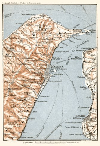 Messina environs Map, 1912 by Waldin | Avenza Maps