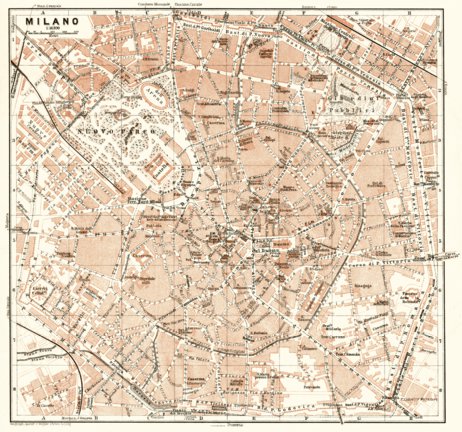 Milan (Milano) city Map, 1909 by Waldin | Avenza Maps