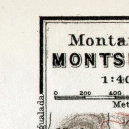 Montserrat Mountain and Monastery (Santa Maria de Montserrat) Map, 1913 ...