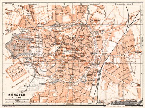 Münster city Map, 1906 by Waldin | Avenza Maps