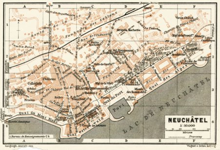 Neuchâtel city Map, 1909 by Waldin | Avenza Maps