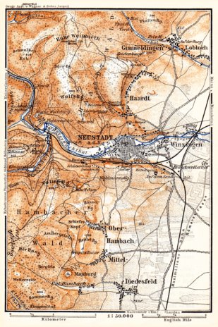Neustadt am Hardt and environs Map, 1905 by Waldin | Avenza Maps