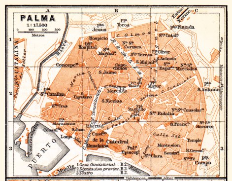 Palma (Palma de Mallorca) city Map, 1899 by Waldin | Avenza Maps