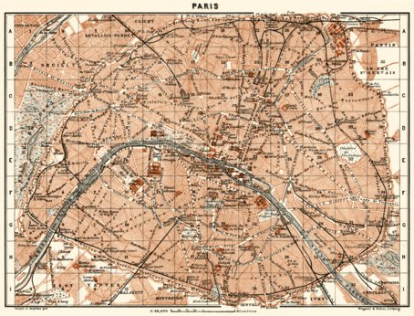 Paris, overview city Map, 1913 by Waldin | Avenza Maps