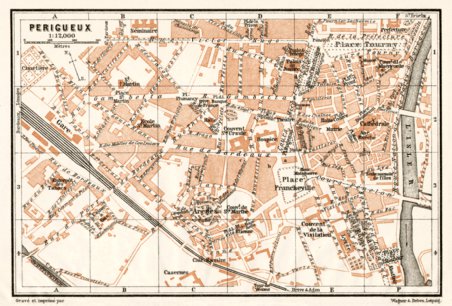 Périgueux city Map, 1902 by Waldin | Avenza Maps