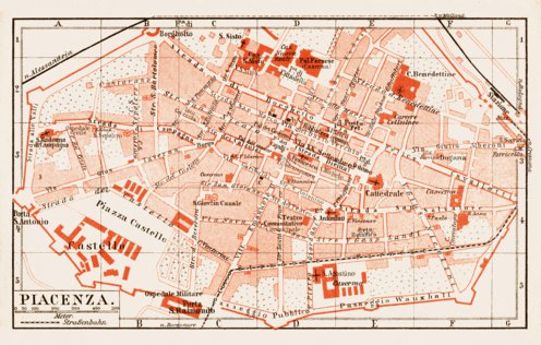 Piacenza (Placentia) city Map, 1903 by Waldin | Avenza Maps