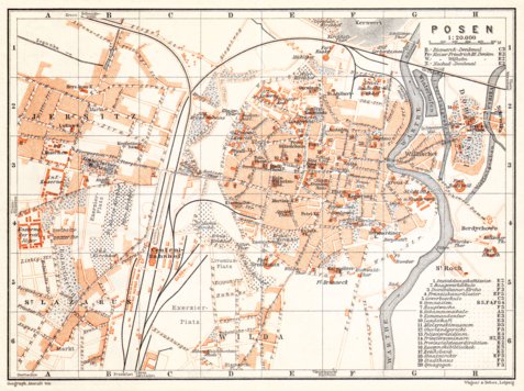 Posen (Poznań). City Map, 1906 by Waldin | Avenza Maps