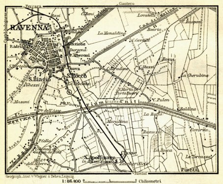 Ravenna and environs Map, 1908 by Waldin | Avenza Maps