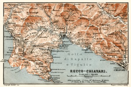 Recco-Chiavari Map, 1913 by Waldin | Avenza Maps