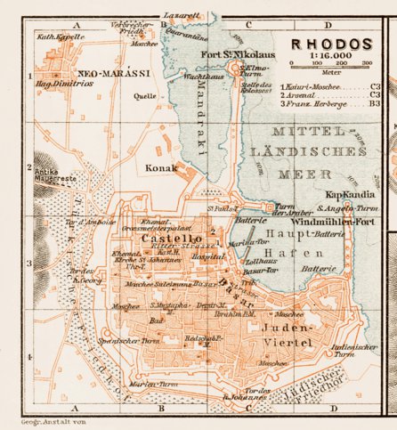 Rhodes town plan, 1914 Map by Waldin | Avenza Maps