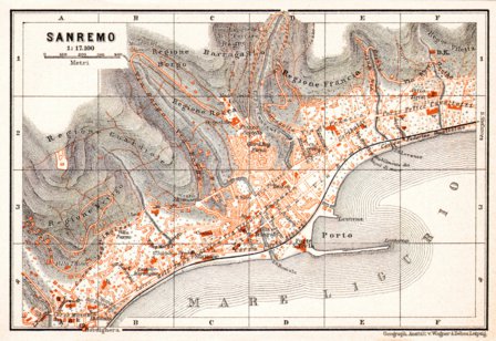 Sanremo city Map, 1908 by Waldin | Avenza Maps