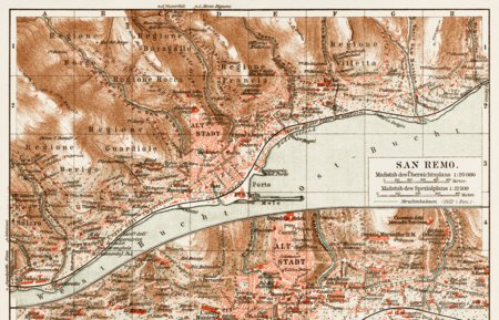 Sanremo city Map, 1913 (1:20,000 scale) by Waldin | Avenza Maps