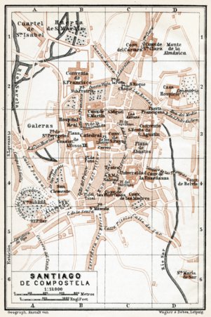 Santiago de Compostela city Map, 1913 by Waldin | Avenza Maps