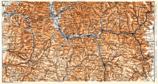 Schwarzwald (the Black Forest). Kinzig Valley (Kinzigtal) Map, 1905 by ...