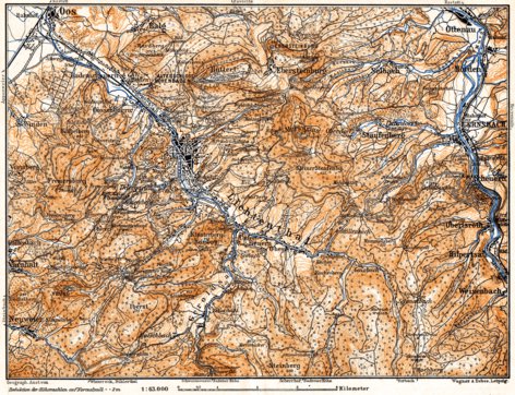 Schwarzwald (the Black Forest). Map of the environs of Baden: Oos ...