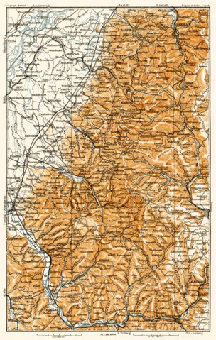 Schwarzwald (the Black Forest) Map. The north part, 1906 by Waldin ...