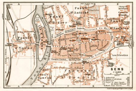 Sens city Map, 1909 by Waldin | Avenza Maps
