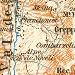 Sion south environs Map, 1909 by Waldin | Avenza Maps