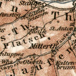 Sterzing, Bressanone (Brixen) and Merano (Meran) environs Map, 1906 by ...