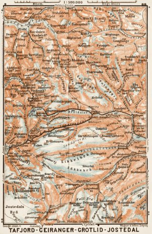 Tafjord - Jostedal, district Map, 1931 by Waldin | Avenza Maps