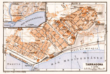 Tarragona, city Map, 1929 by Waldin | Avenza Maps