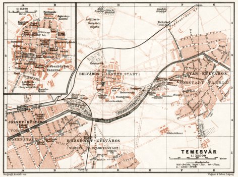 Timişoara (Temesvár) city Map, 1911 by Waldin | Avenza Maps