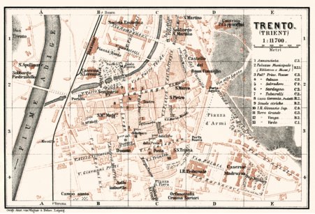 Trient (Trento) city Map, 1906 by Waldin | Avenza Maps
