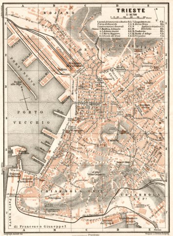 Triest (Trieste) city Map, 1913 by Waldin | Avenza Maps
