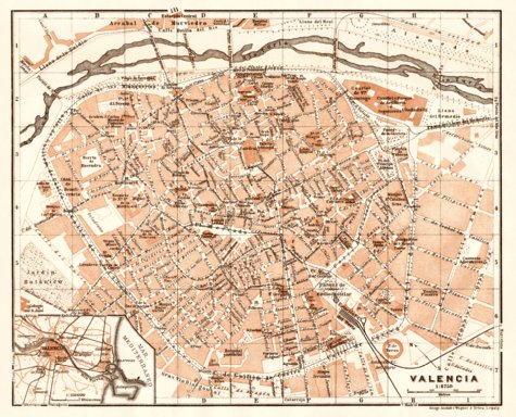 Valencia city Map, 1913 by Waldin | Avenza Maps