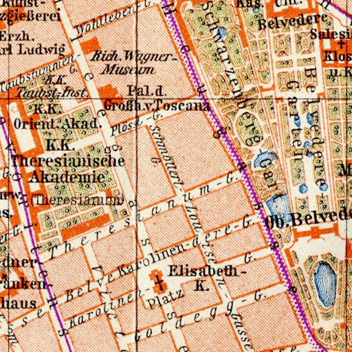 Vienna (Wien) city Map with legend in Russian, 1903 by Waldin | Avenza Maps