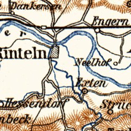 Weser river course Map from Minden to Hameln, 1887 by Waldin | Avenza Maps
