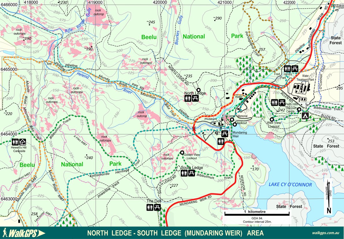 North Ledge - South Ledge (Mundaring Weir) Walk Area - Darling Range ...
