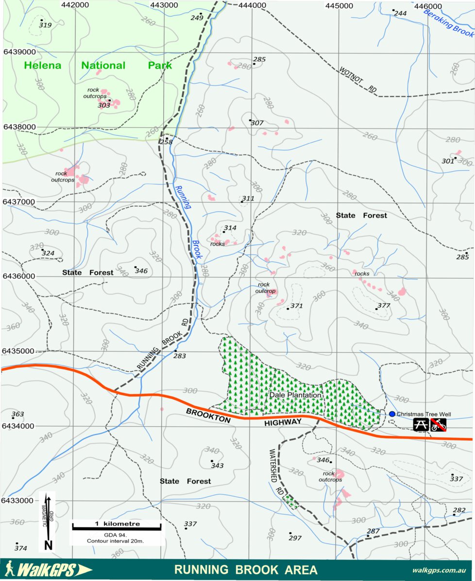 Running Brook Walk Area - Darling Range Map by WalkGPS | Avenza Maps
