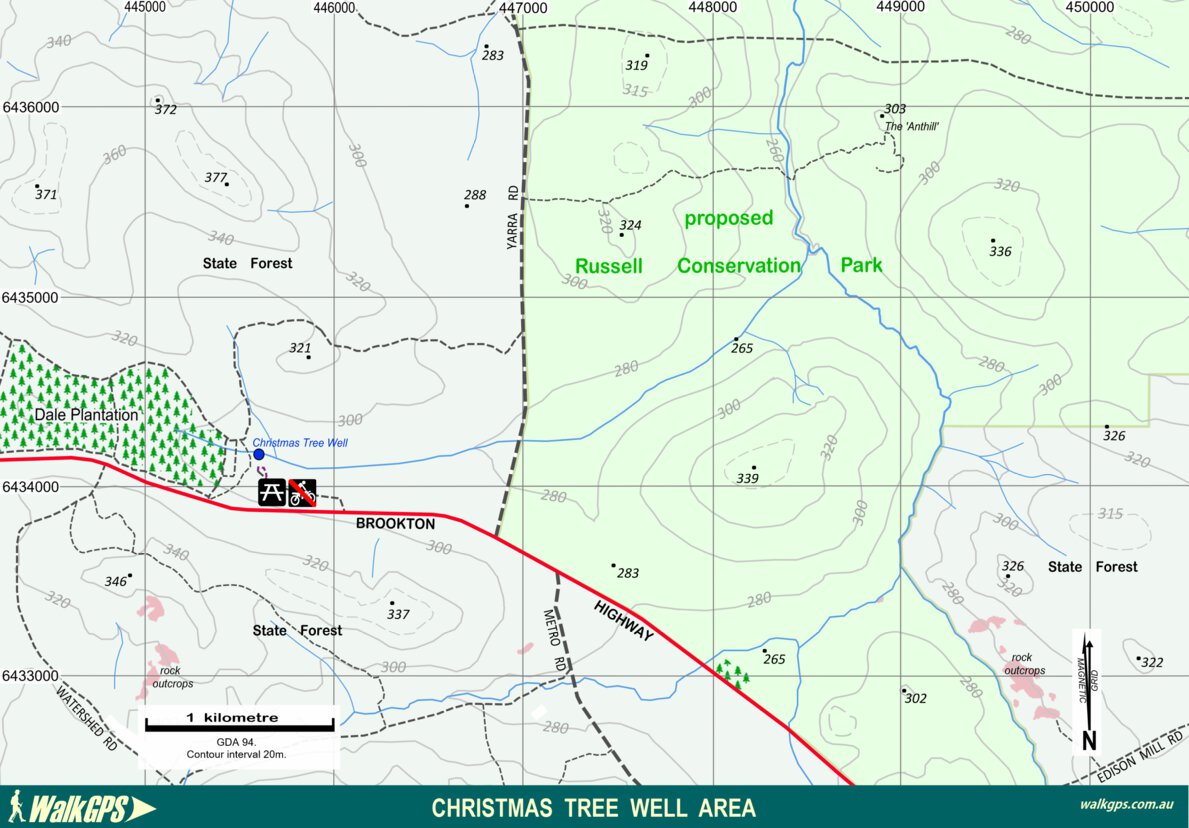 WalkGPS - Christmas Tree Well Walk Area - Darling Range Map by WalkGPS ...