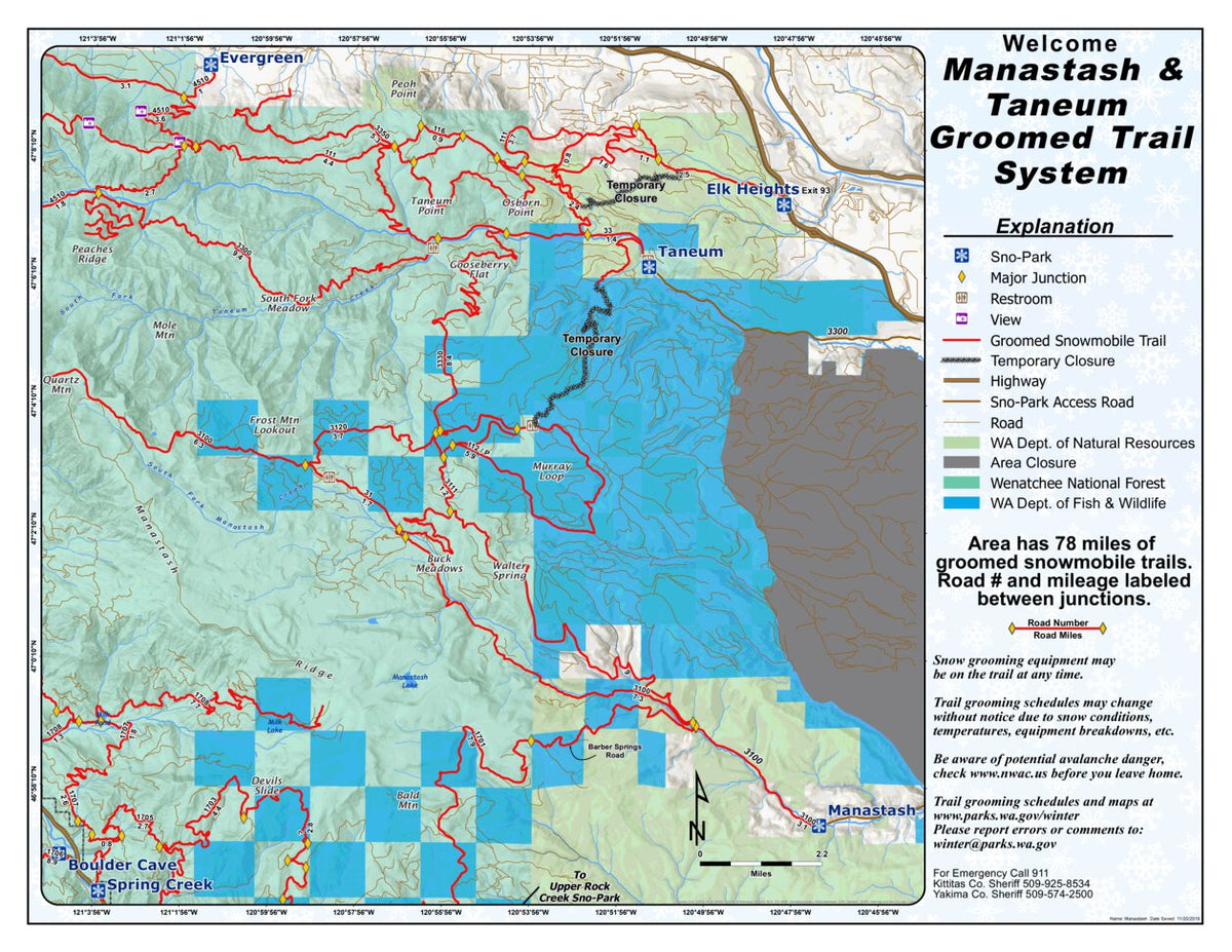 Manastash & Taneum Sno-Park Map by Washington State Parks | Avenza Maps