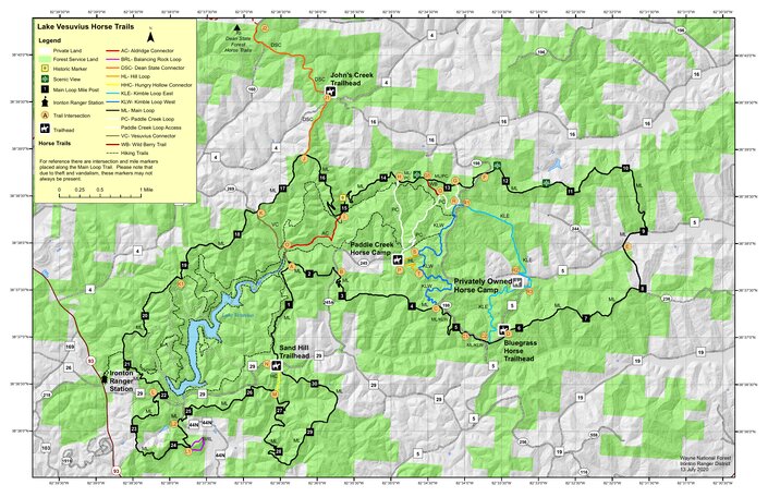Wayne National Forest, Ironton Ranger District, Horse Trails Map by ...