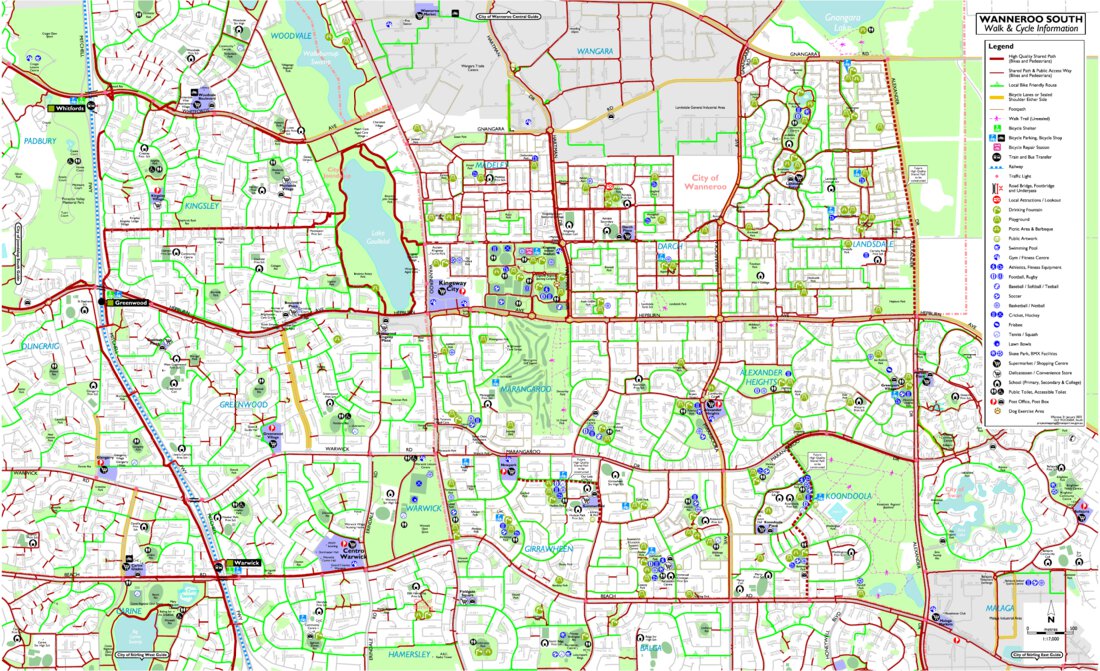 City of Wanneroo - South Walking Cycling Map by Western Australia ...