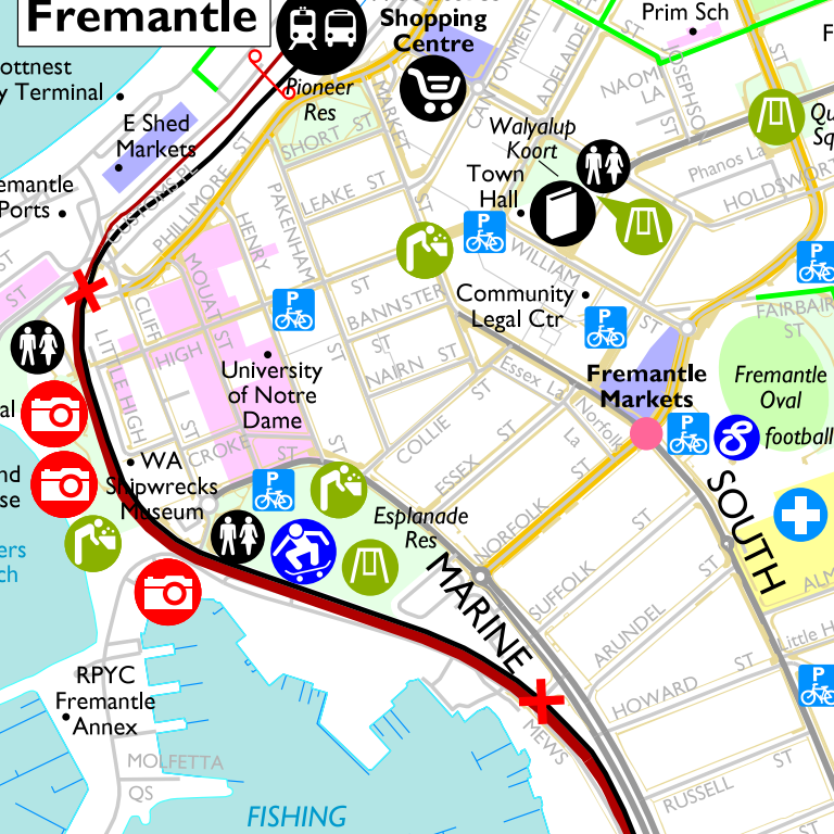 Fremantle Traffic Bridge Closure - South Map - Walk, wheel, ride. by ...