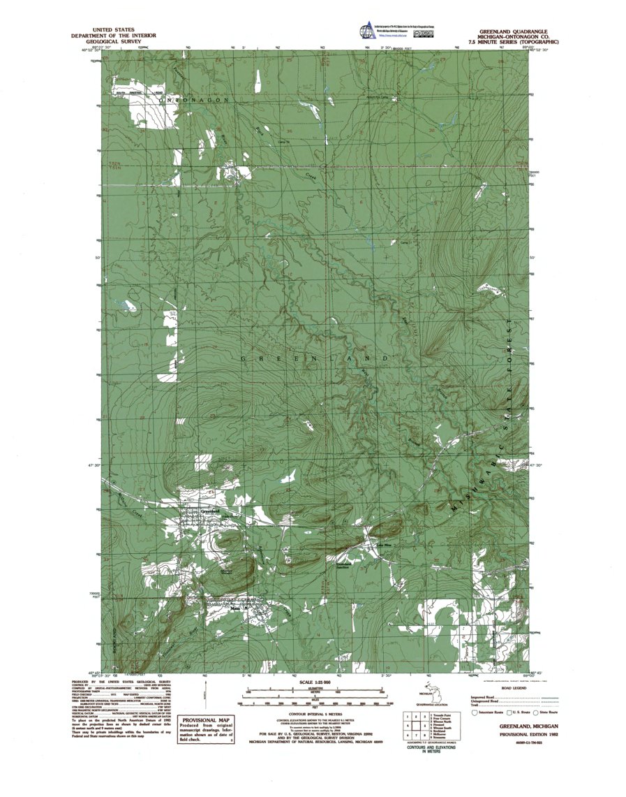 MI-Greenland: Authoritative US Topos 1982 Map by Western Michigan ...