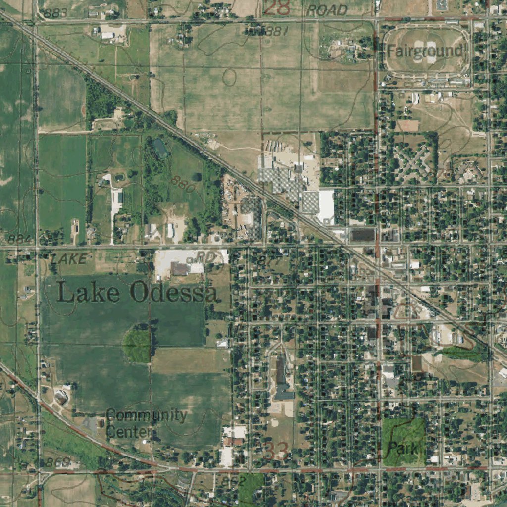 MI-Lake Odessa: GeoChange 1974-2012 Map by Western Michigan University | Avenza Maps