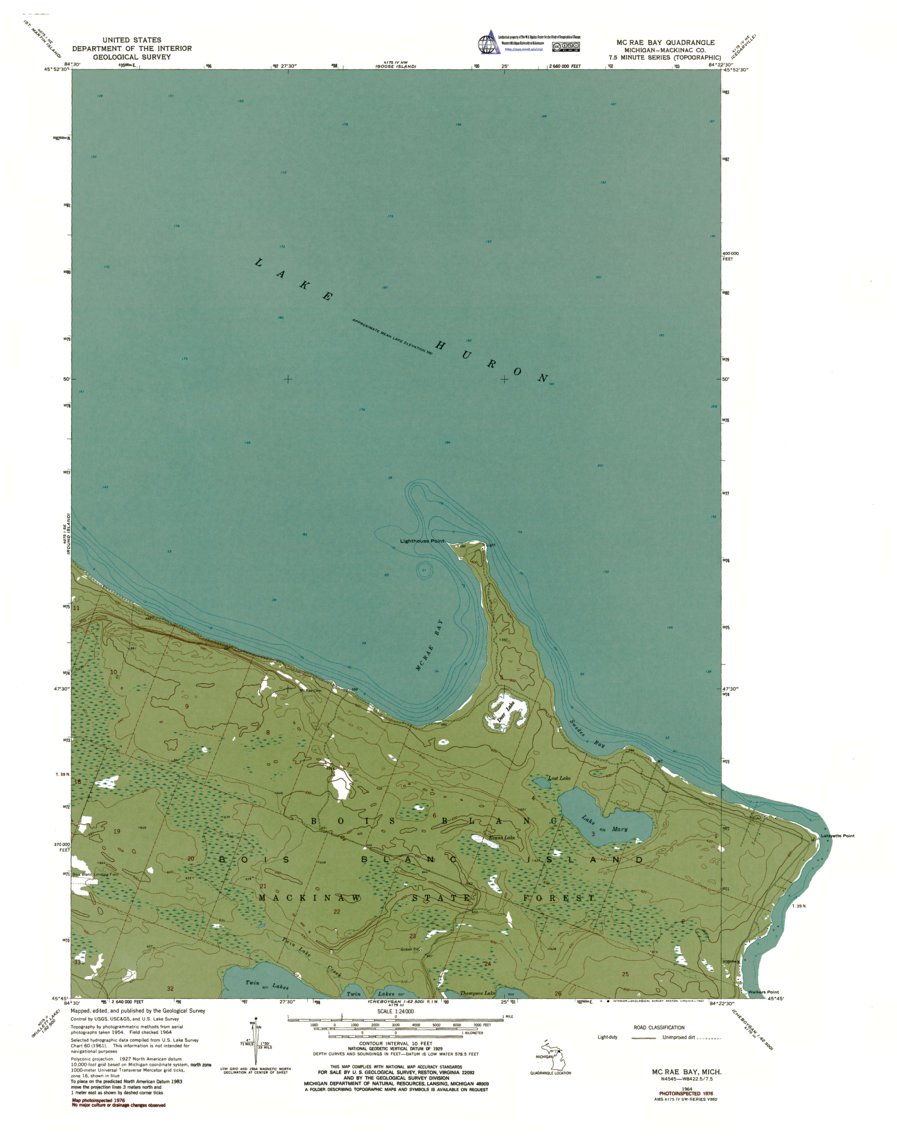 MI-McRae Bay: Authoritative US Topos 1964 Map by Western Michigan ...