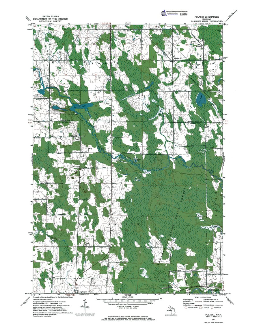 MI-Polaski: Authoritative US Topos 1971 Map by Western Michigan ...