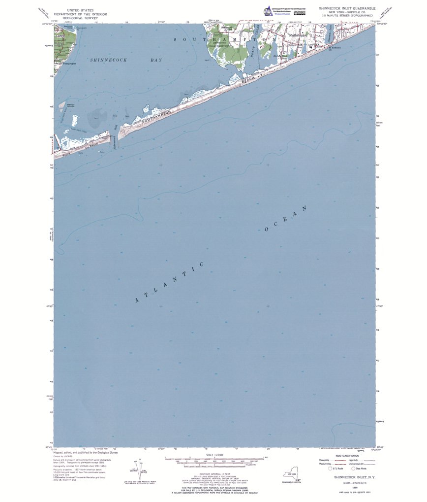 NY-Shinnecock Inlet: Authoritative US Topos 1955 Map by Western ...