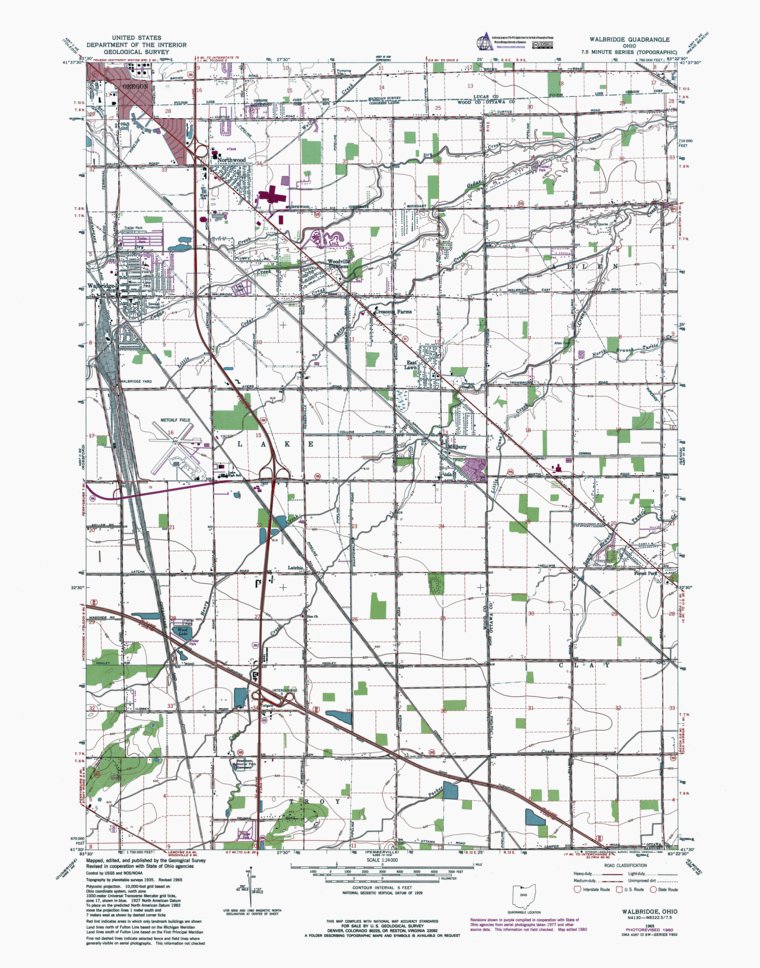 OH-Walbridge: Authoritative US Topos 1965 Map by Western Michigan ...