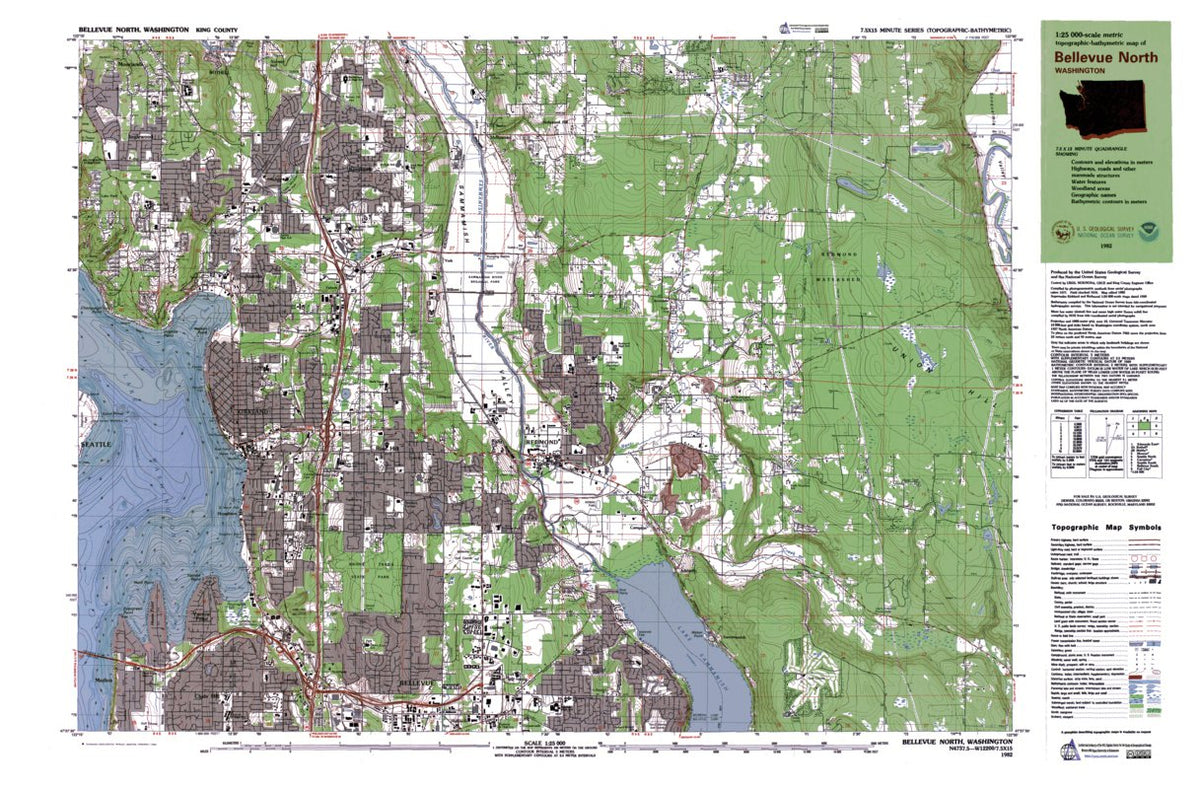 WA-Bellevue North: Authoritative US Topos 1982 Map by Western Michigan ...