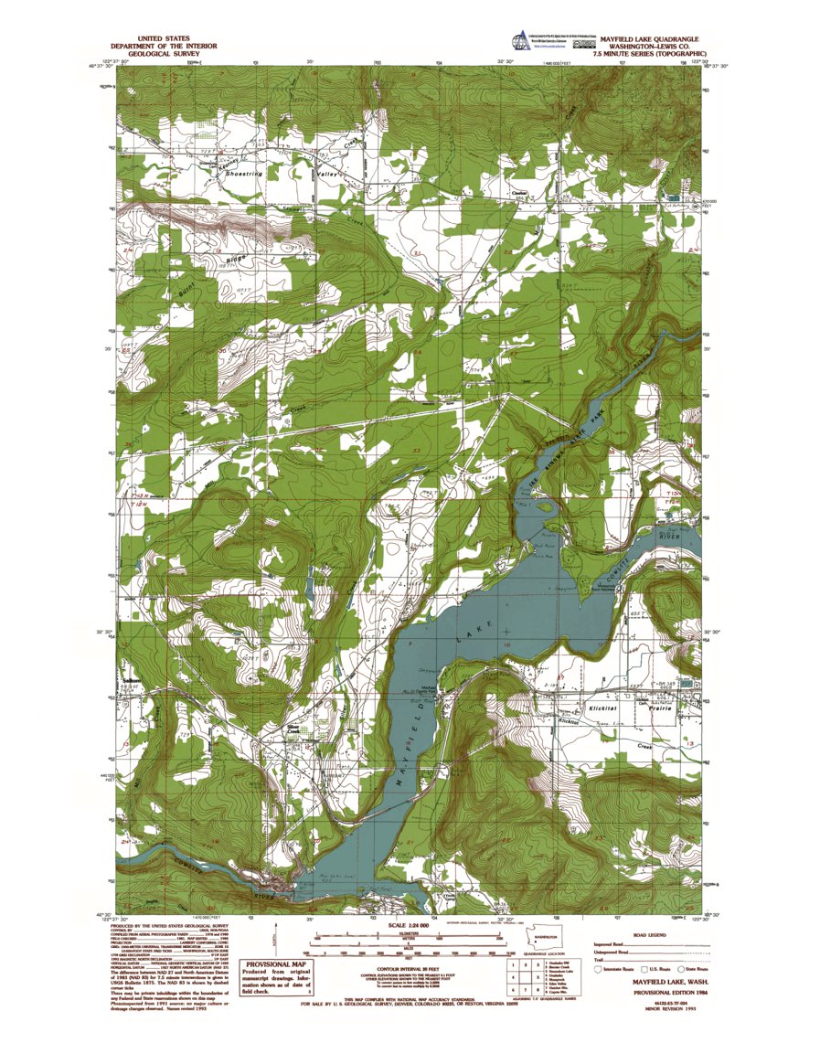 WA-Mayfield Lake: Authoritative US Topos 1984 Map by Western Michigan ...