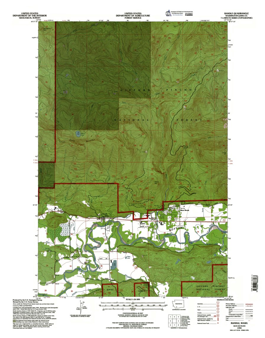 WA-Randle: Authoritative US Topos 1994 Map by Western Michigan ...