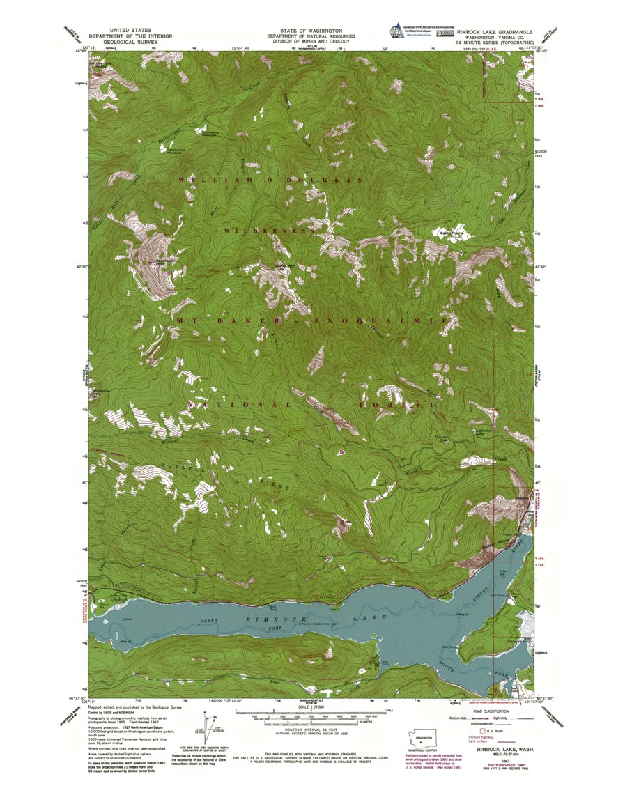 WA-Rimrock Lake: Authoritative US Topos 1967 Map by Western Michigan ...