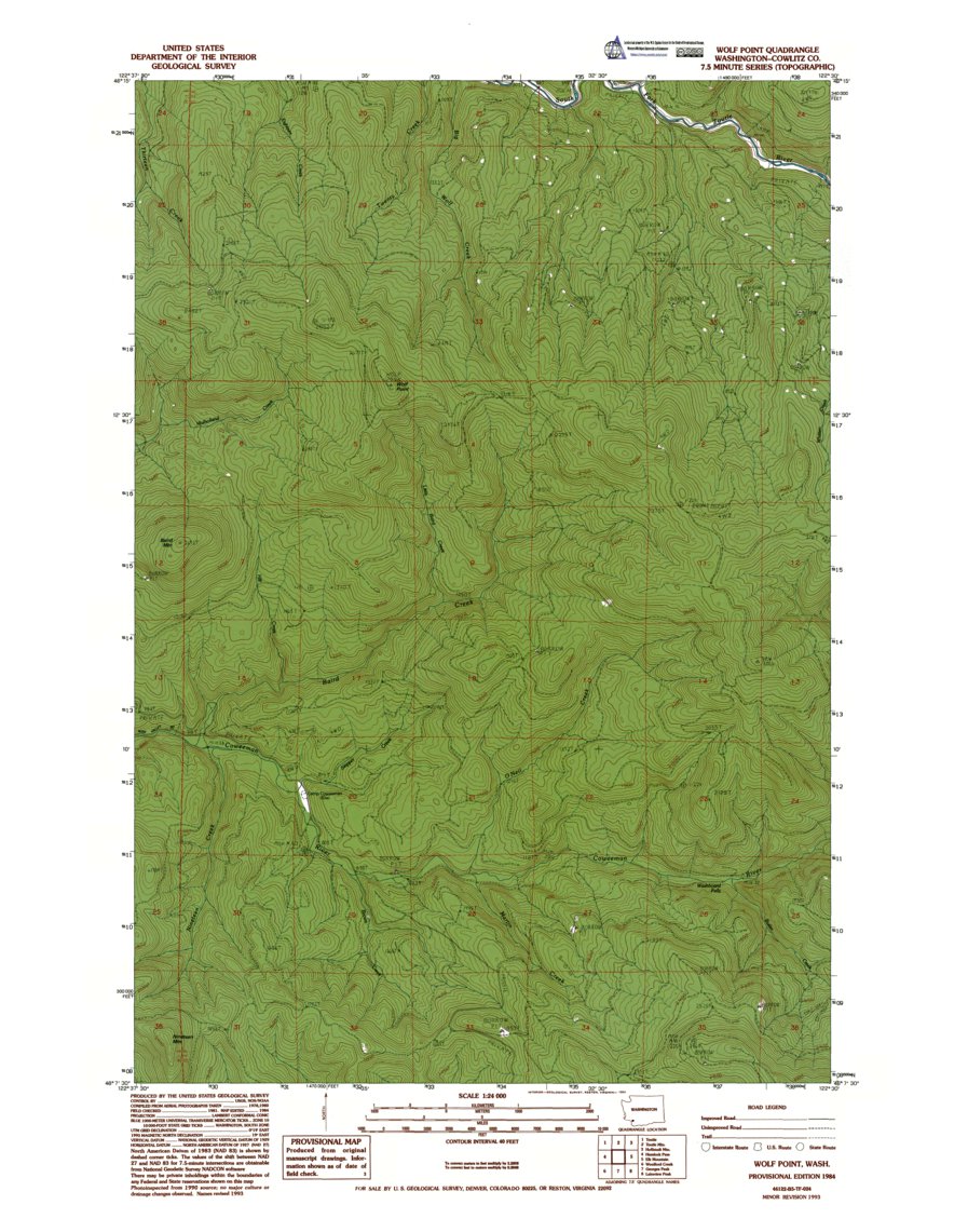 WA-Wolf Point: Authoritative US Topos 1984 Map by Western Michigan ...